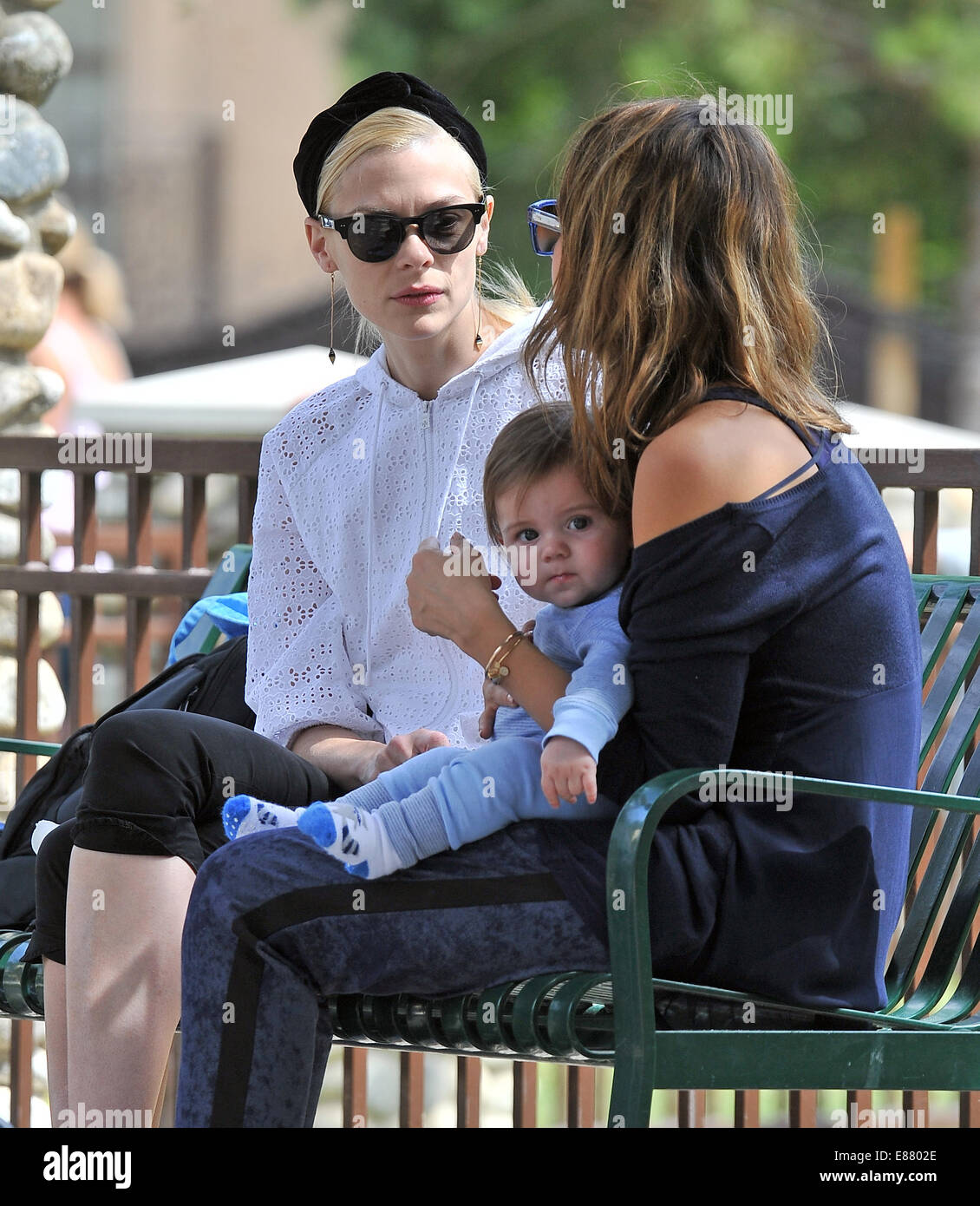 Jessica Alba heads to the park with her family and runs into Jaime king ...