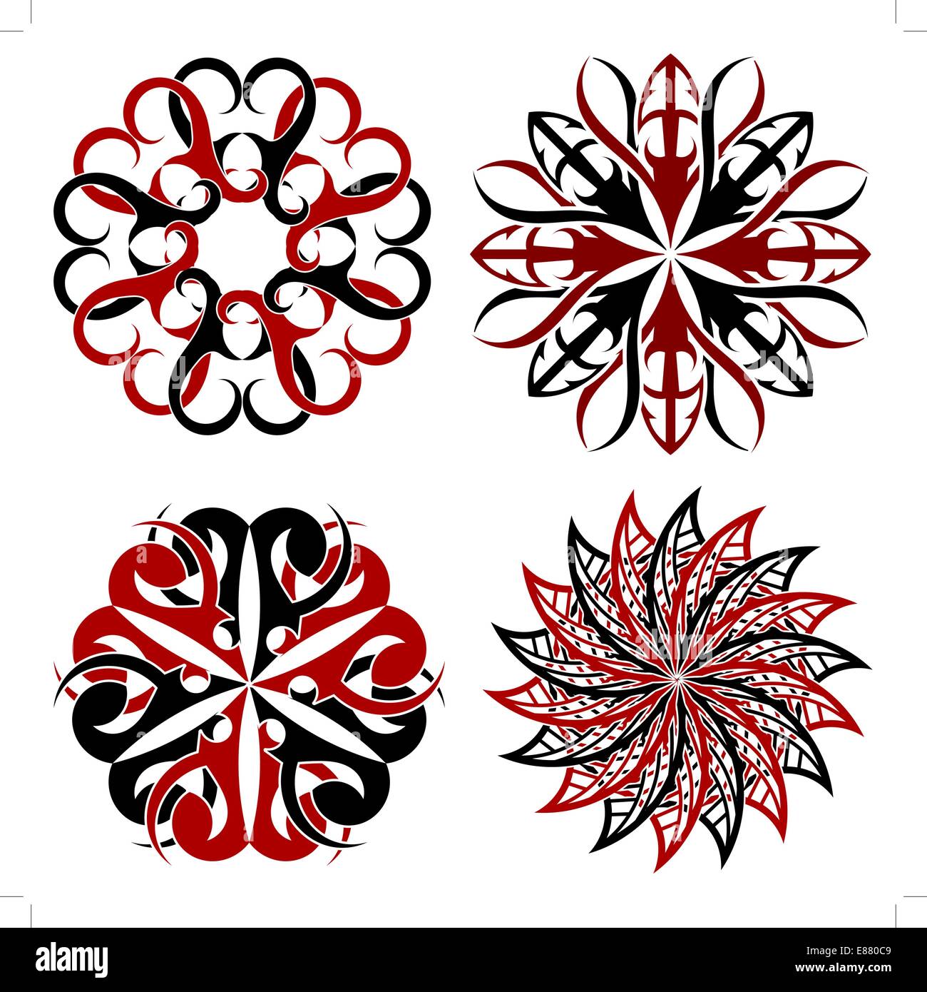Set of round Tribal tattoo elements Stock Vector Image & Art - Alamy
