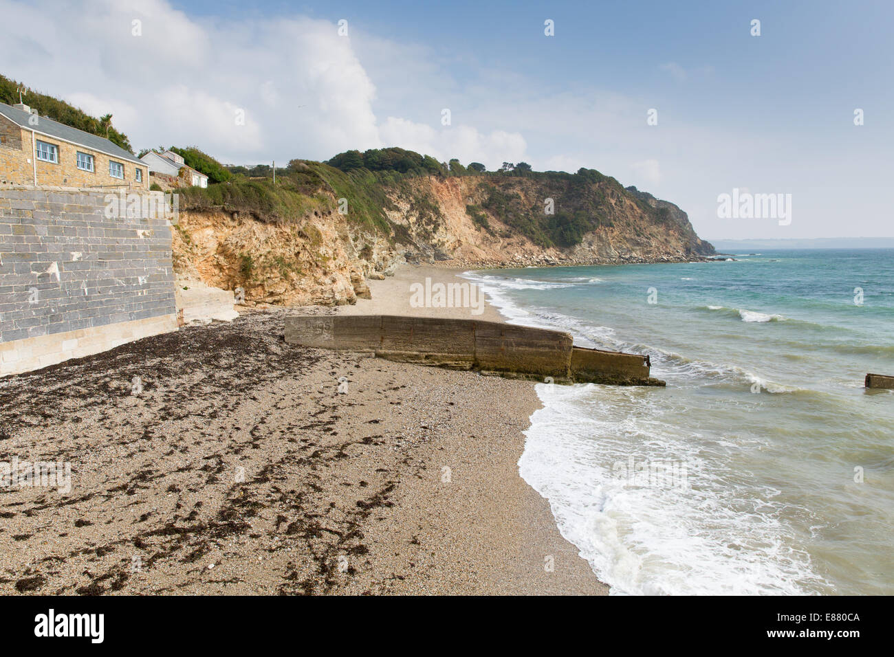 Beach and cliffs at Charlestown near St Austell Cornwall England UK in ...