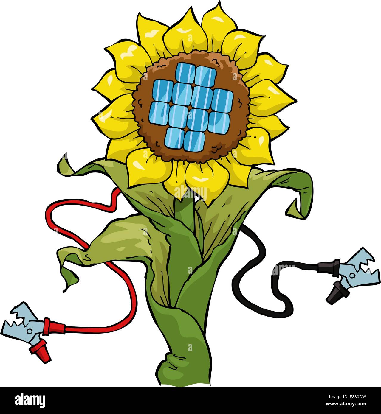 Cartoon flower with solar panel vector illustration Stock Vector Image ...