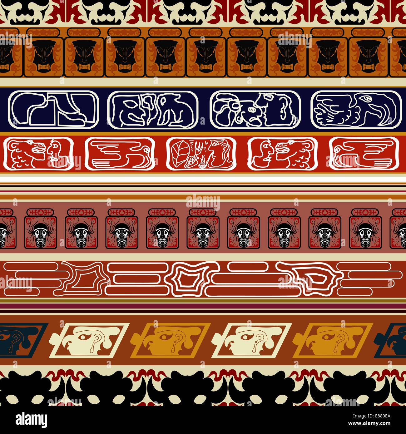 Seamless pattern with elements of Indian drawings Stock Vector Image ...