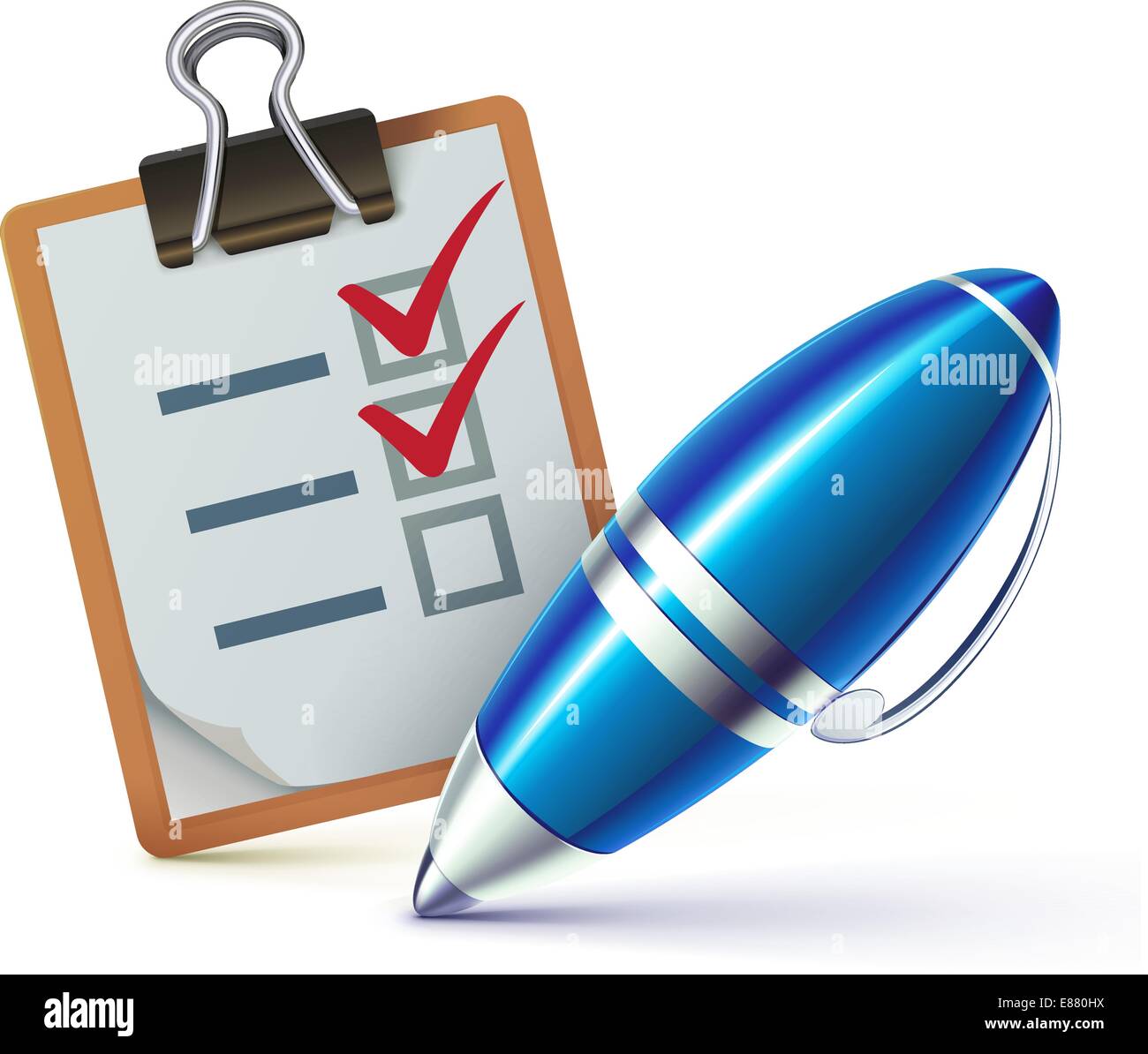 Vector illustration of a checklist on a clipboard with a elegant ...