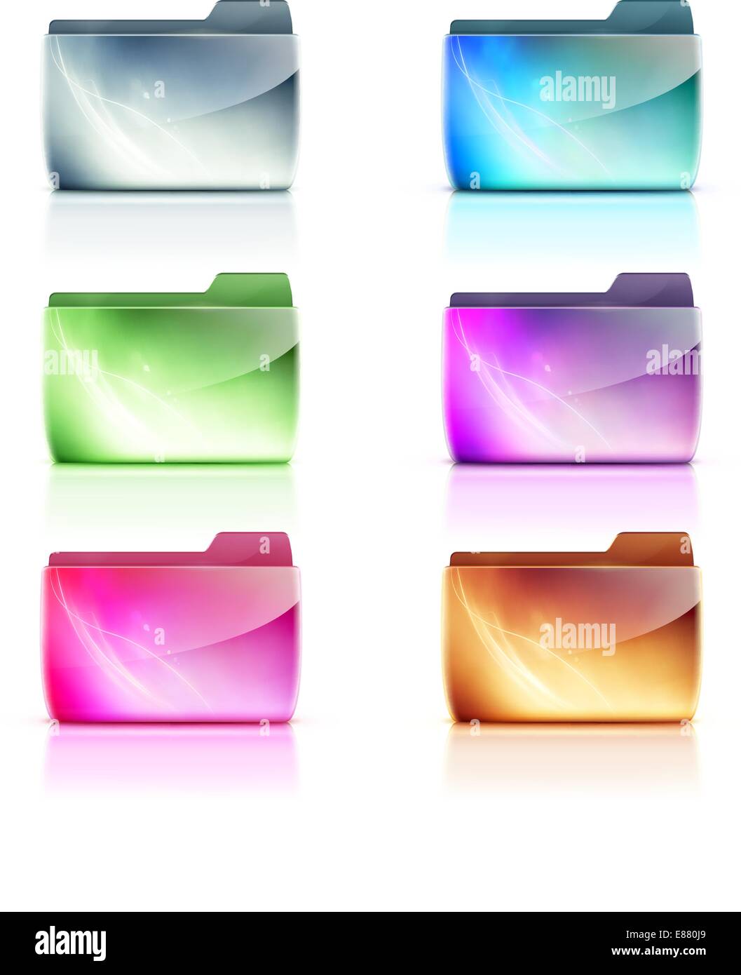 Vector illustration set of cool colorful interface computer folder ...