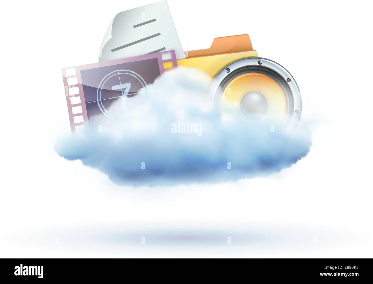 Vector illustration of cool cloud based media sharing concept icon ...