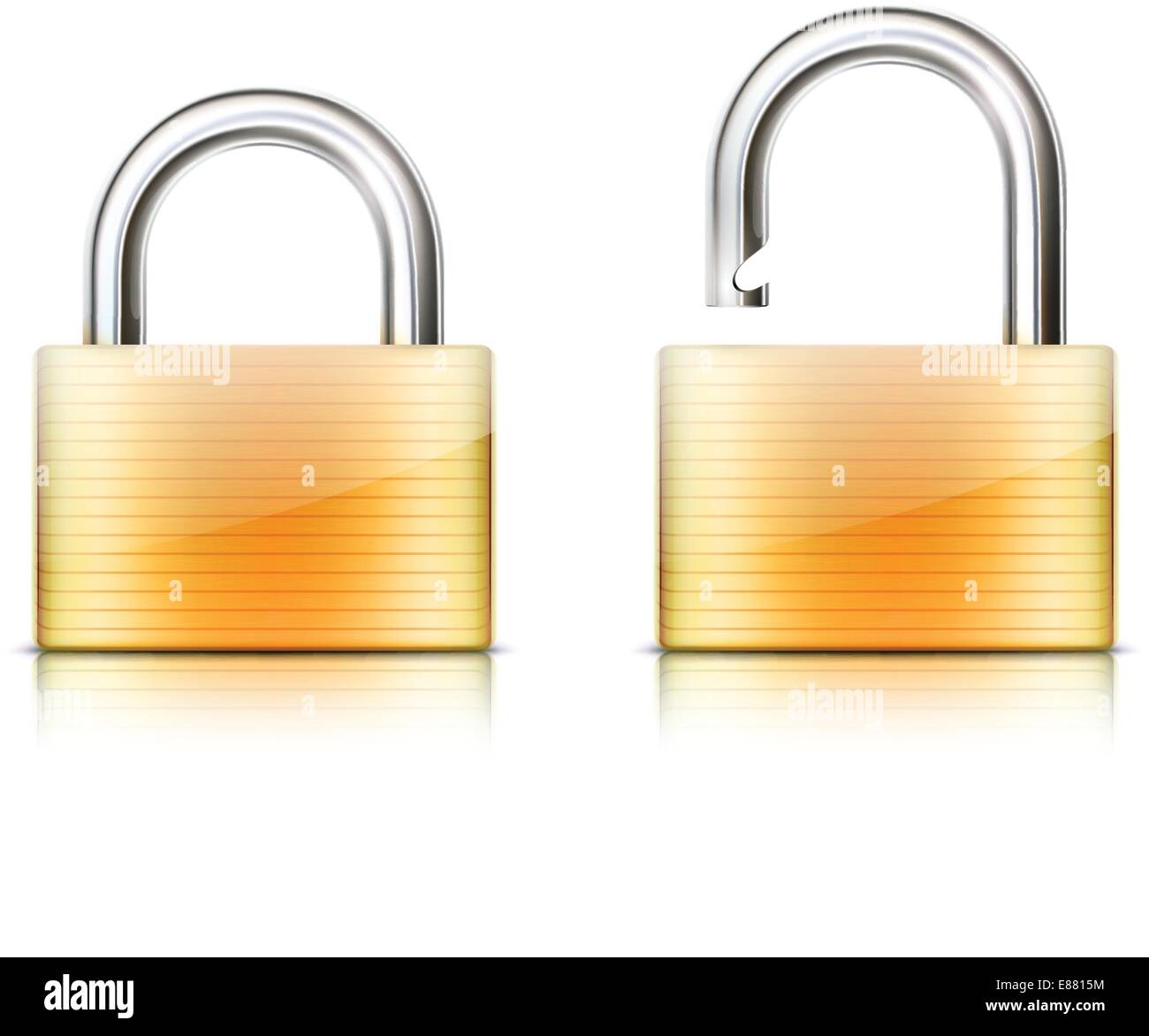 Vector illustration of security concept with locked and unlocked pad ...