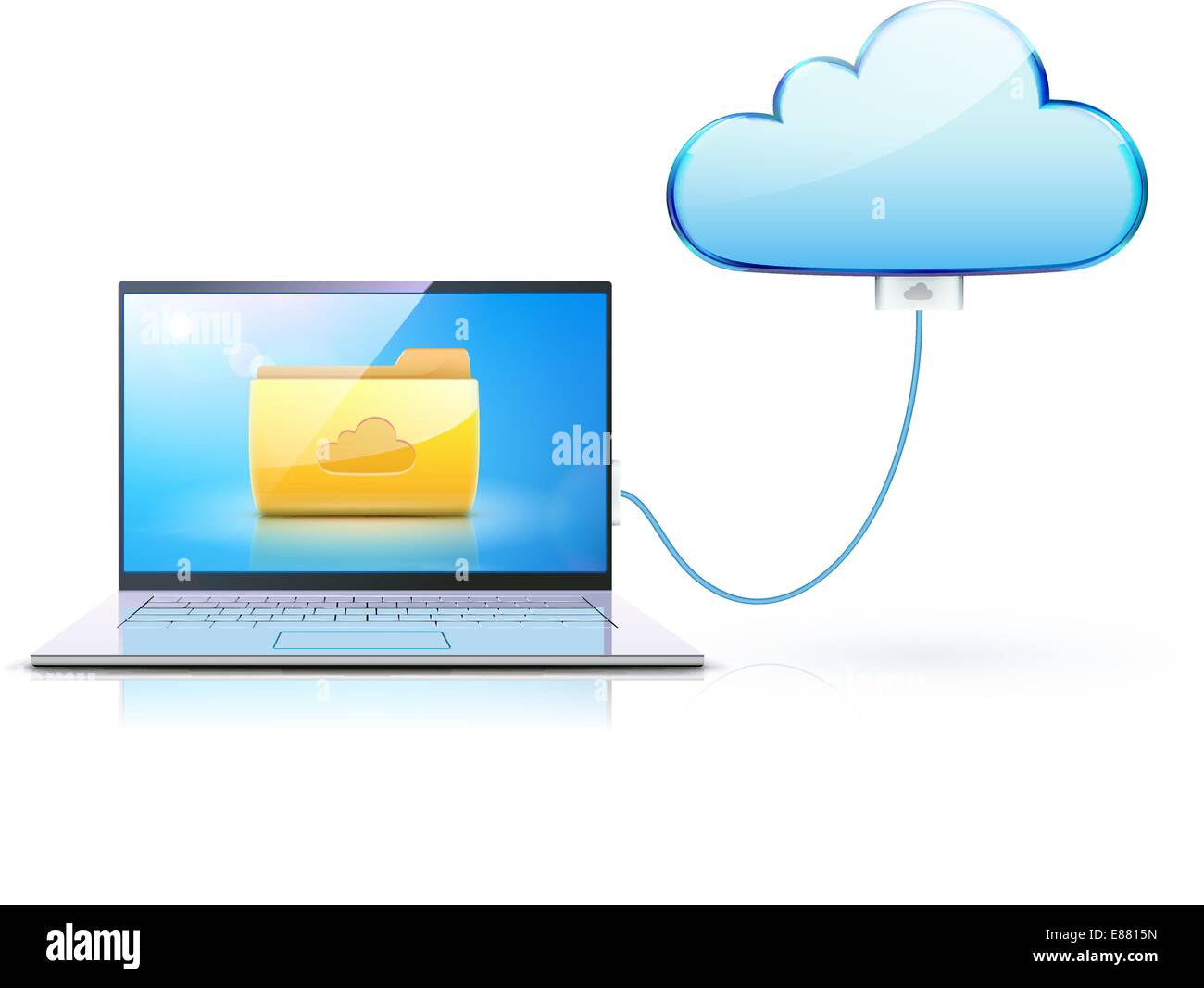 Vector illustration of cloud computing concept with blue internet cloud ...