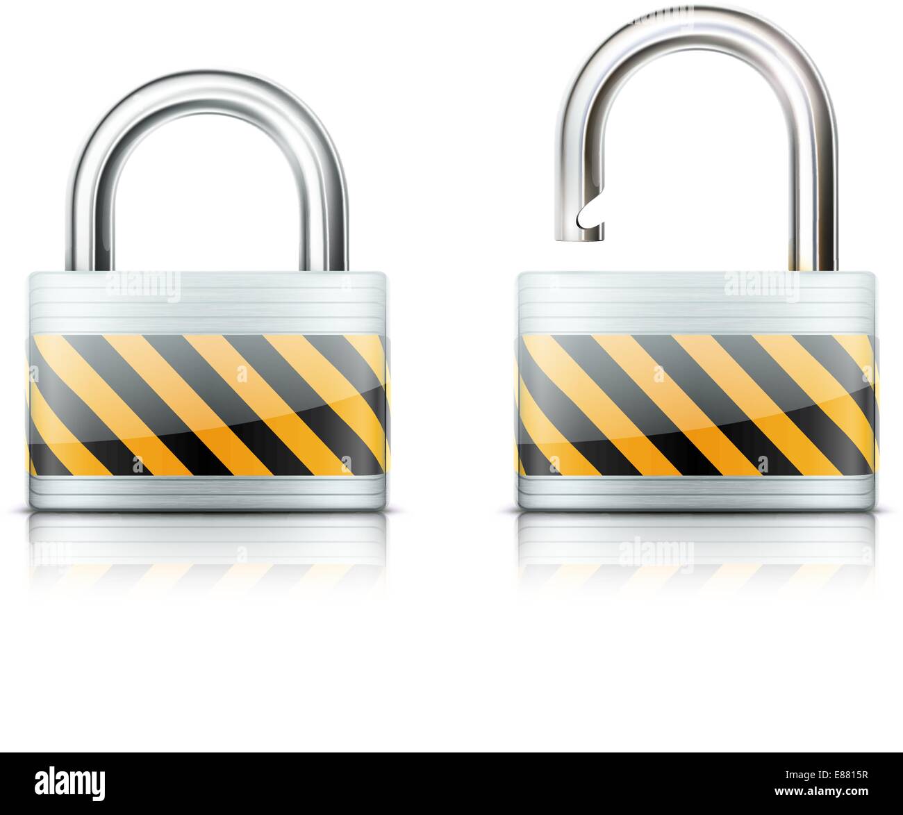 Vector illustration of security concept with locked and unlocked pad ...