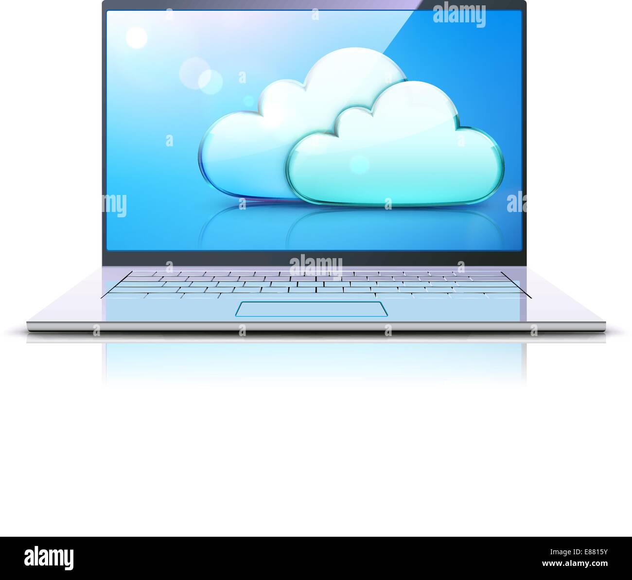 Vector illustration of cloud computing concept with modern laptop and ...