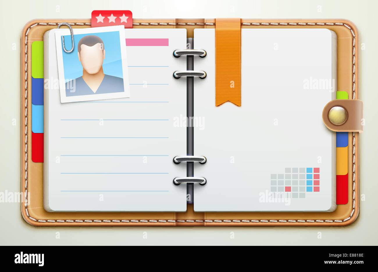 Vector illustration of realistic overhead view of a leather personal ...