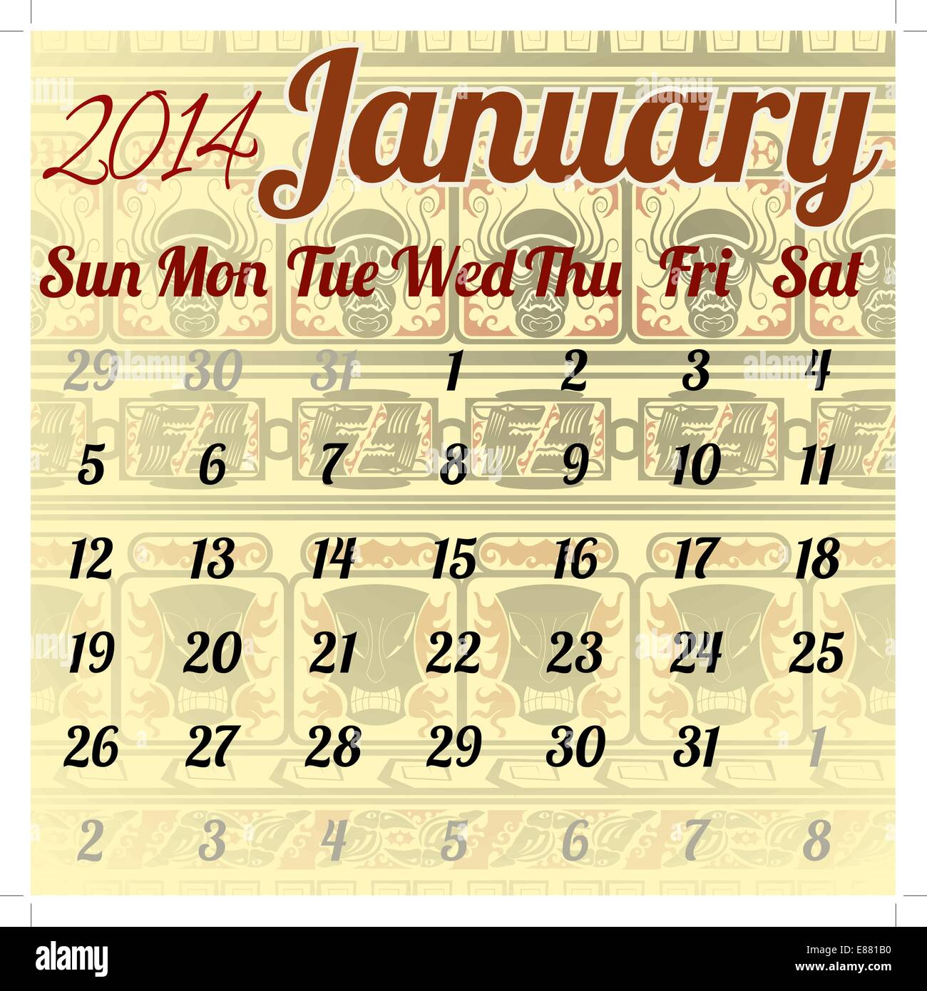 African calendar Stock Vector Images - Alamy