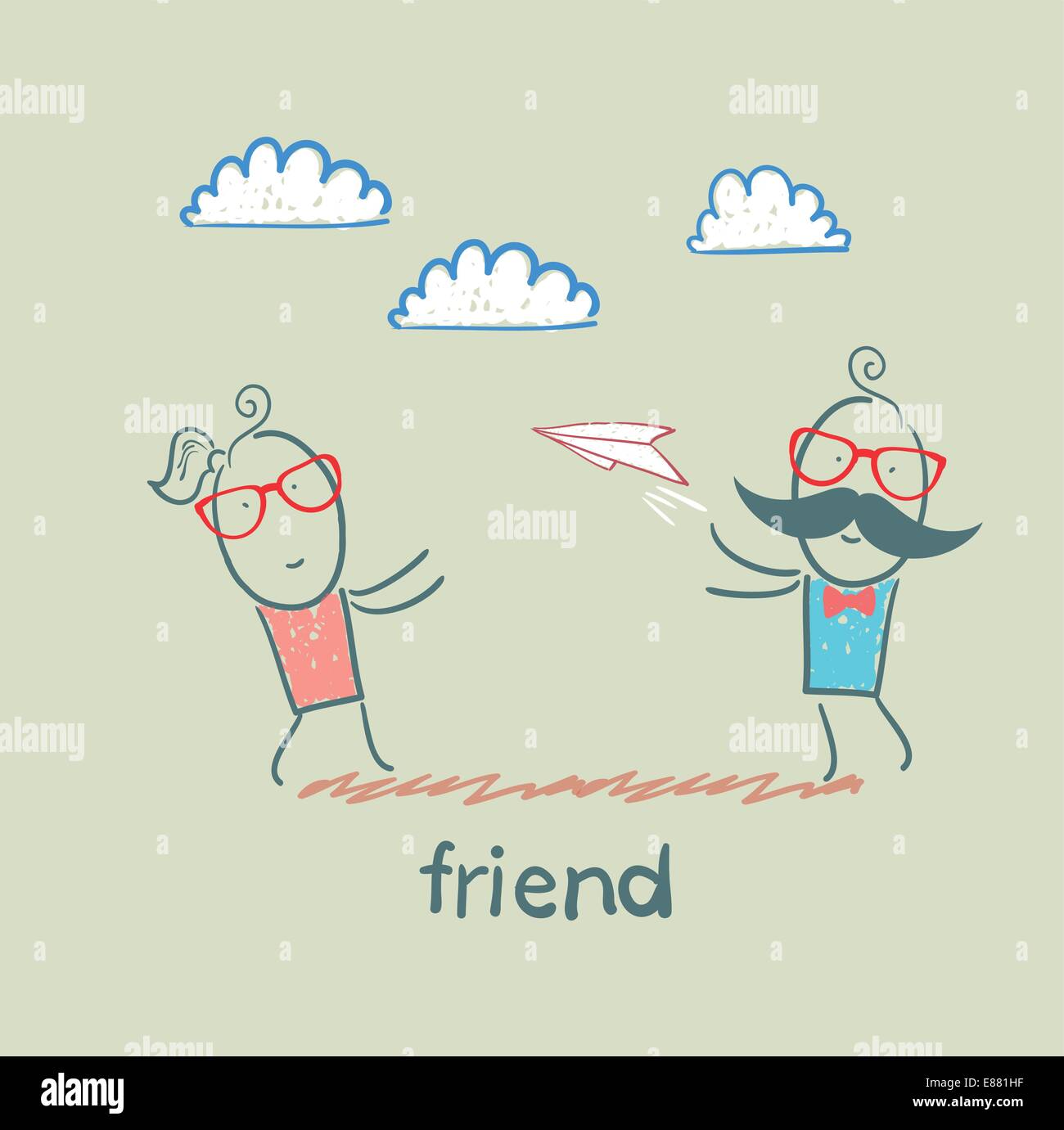 Vintage children friendship Stock Vector Images - Alamy