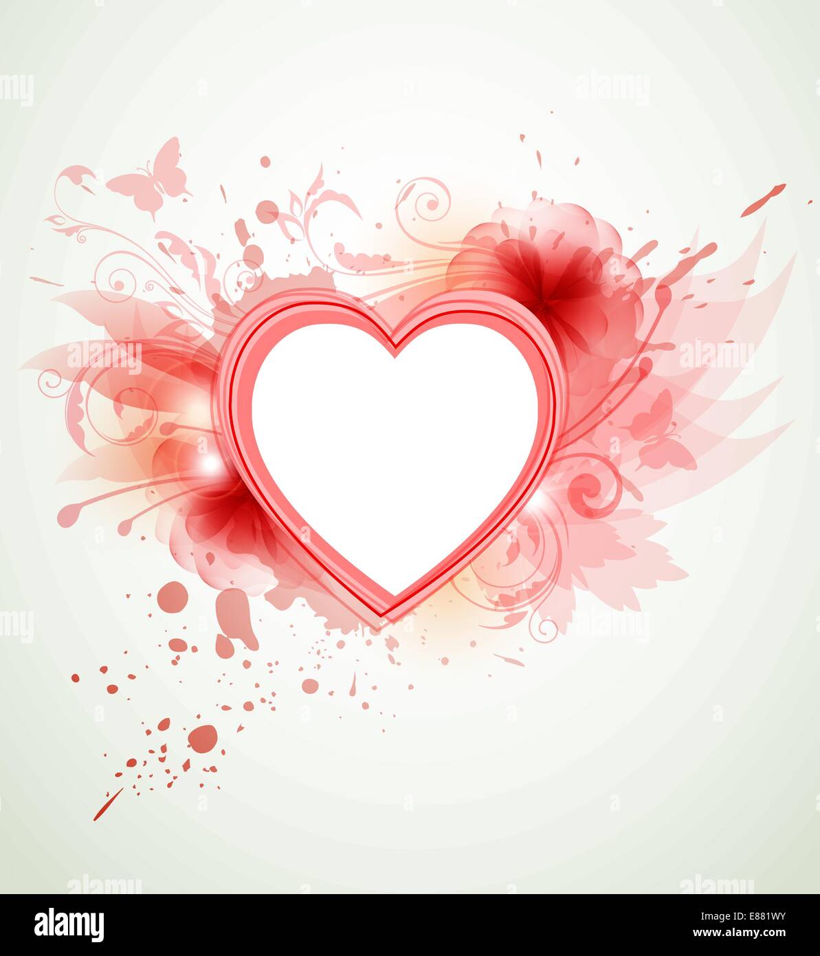 Romantic vector background with red flowers and heart Stock Vector ...