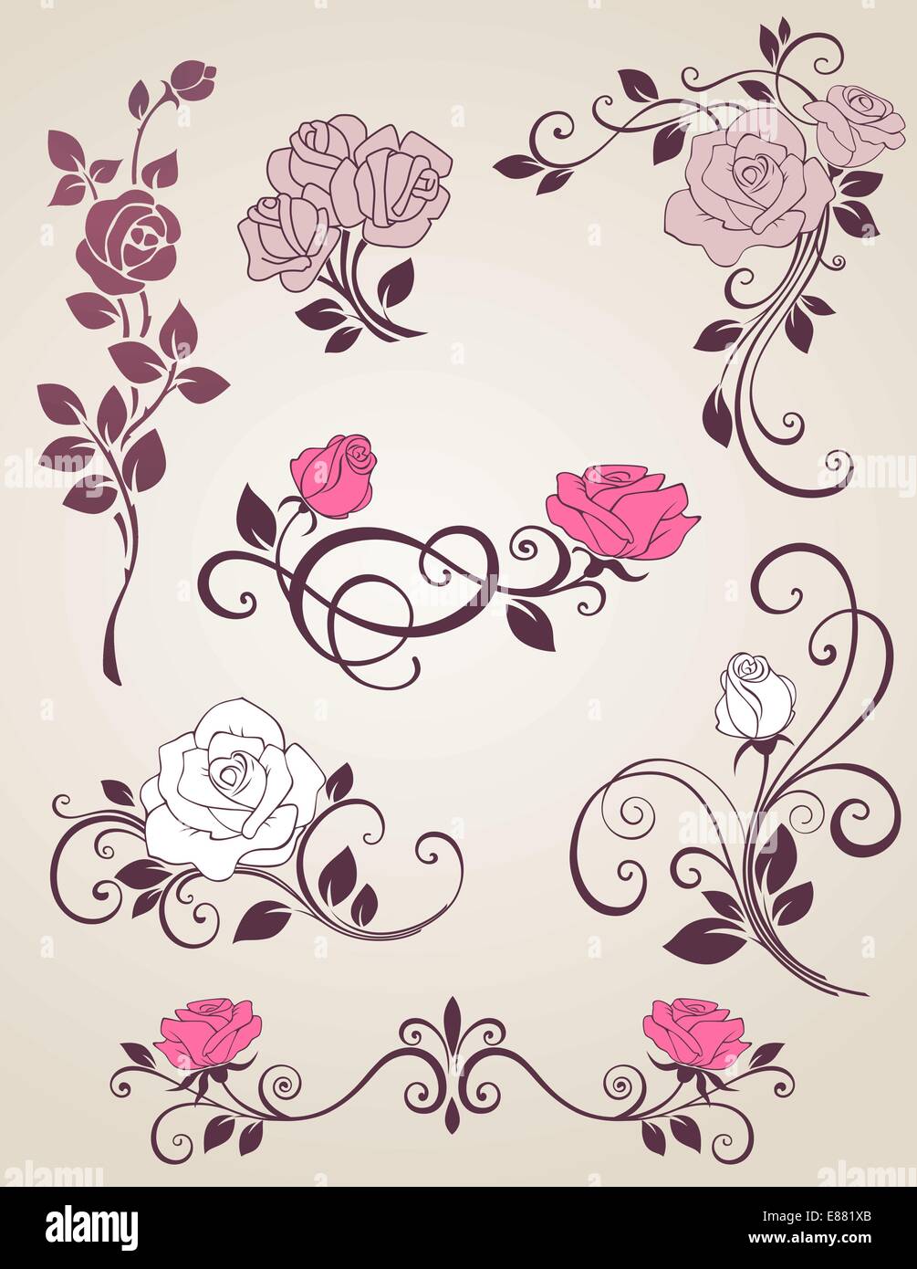 Decorative vector elements with roses for design Stock Vector Image ...