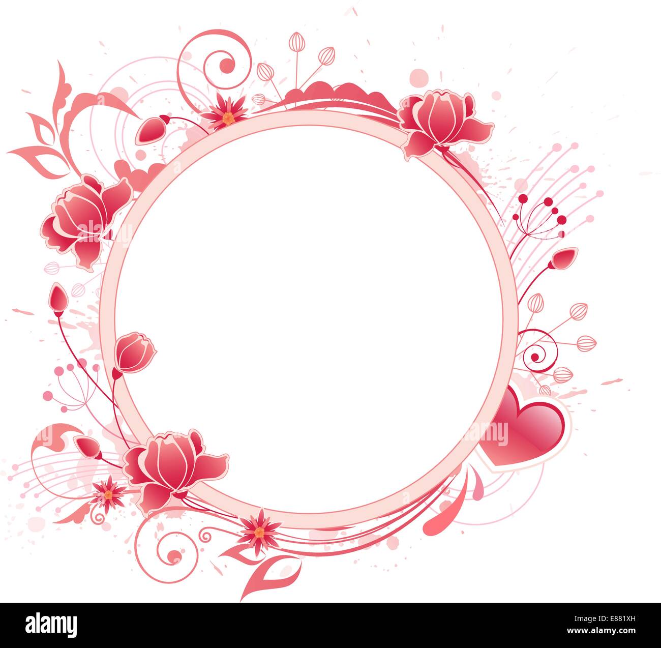 Vector round floral banner with red rose Stock Vector Image & Art - Alamy