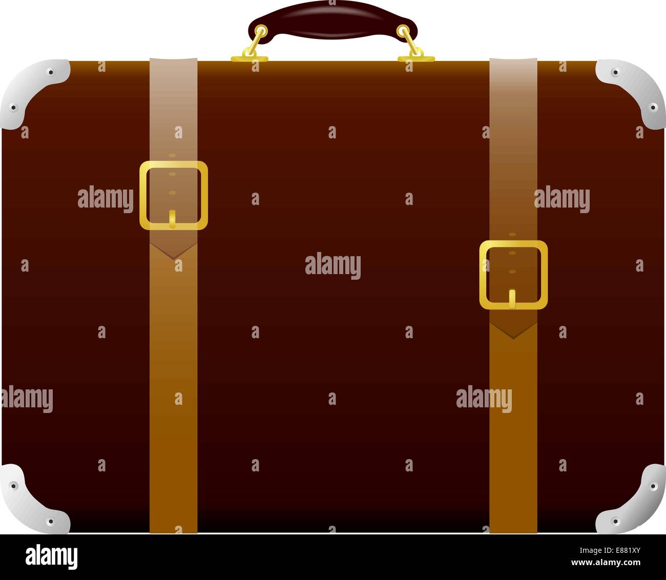 Brown suitcase with straps and buckles. Vintage style Stock Vector ...