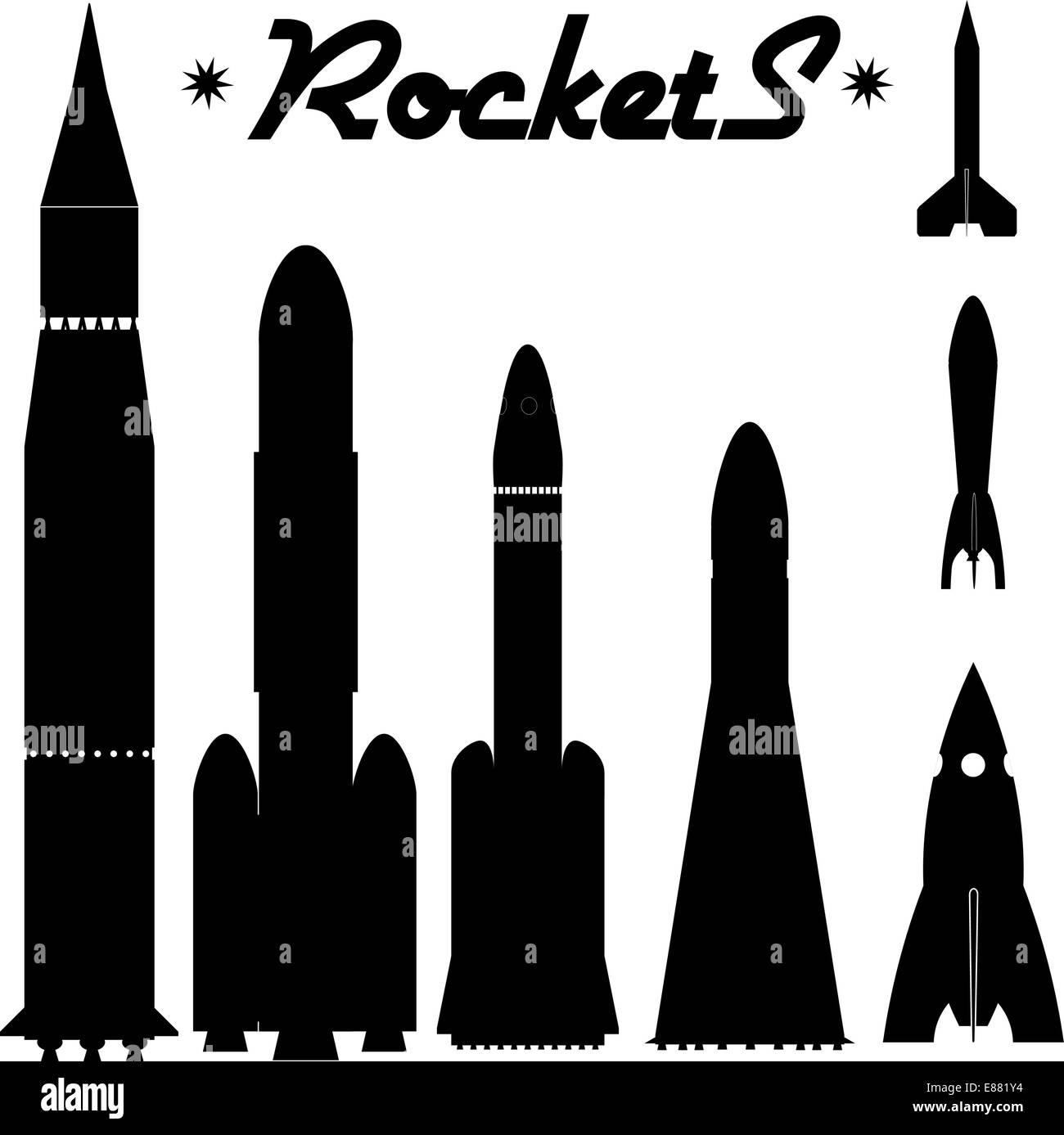 Set of silhouettes of rockets Stock Vector Image & Art - Alamy