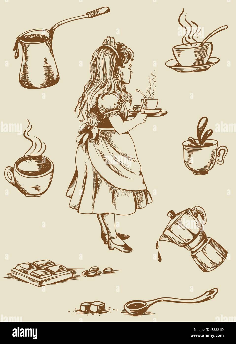 Vector set retro vintage items hi-res stock photography and images - Alamy