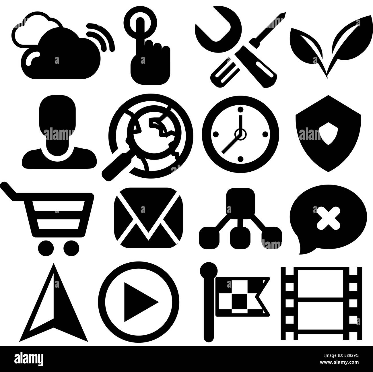 Modern black web icon set isolated on white Stock Vector Image & Art ...