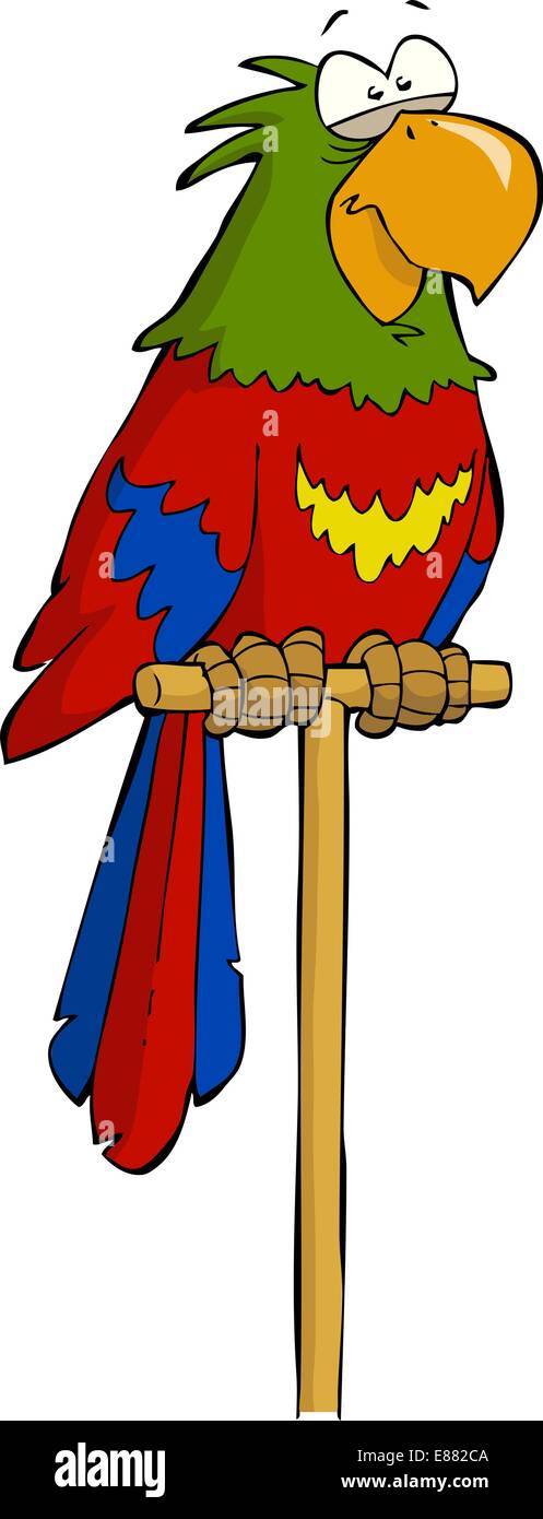 Cartoon parrot on a perch vector illustration Stock Vector Image & Art ...