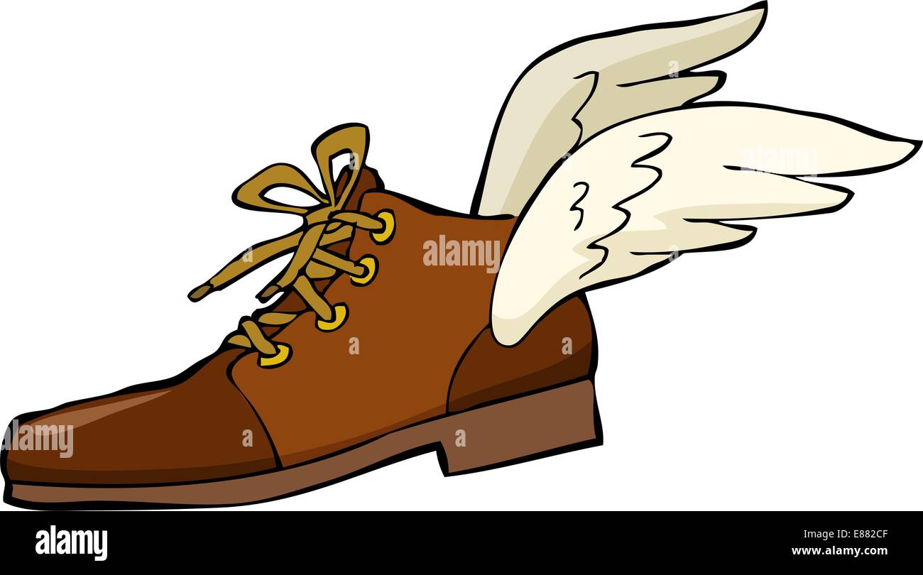 Shoe with wings on a white background vector illustration Stock Vector ...