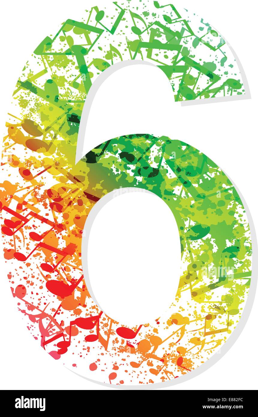 Music theme grungy font. Number 6 Stock Vector Image & Art - Alamy