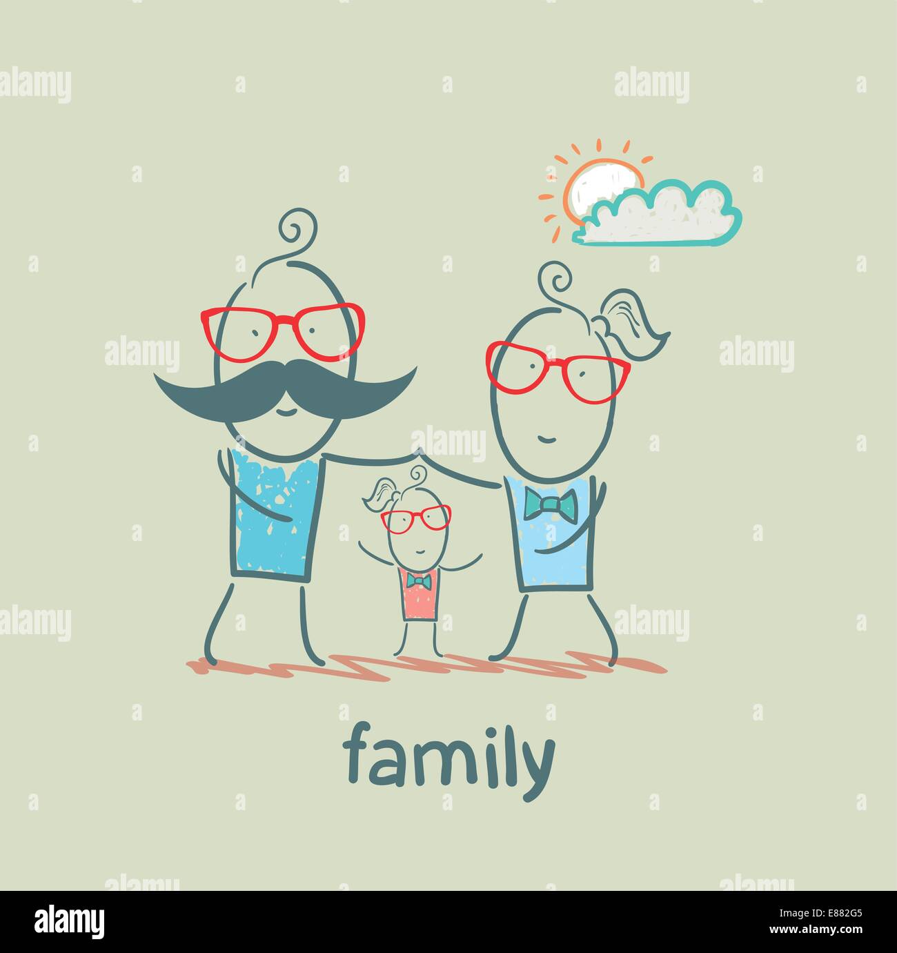 Family standing holding sign Stock Vector Images - Alamy