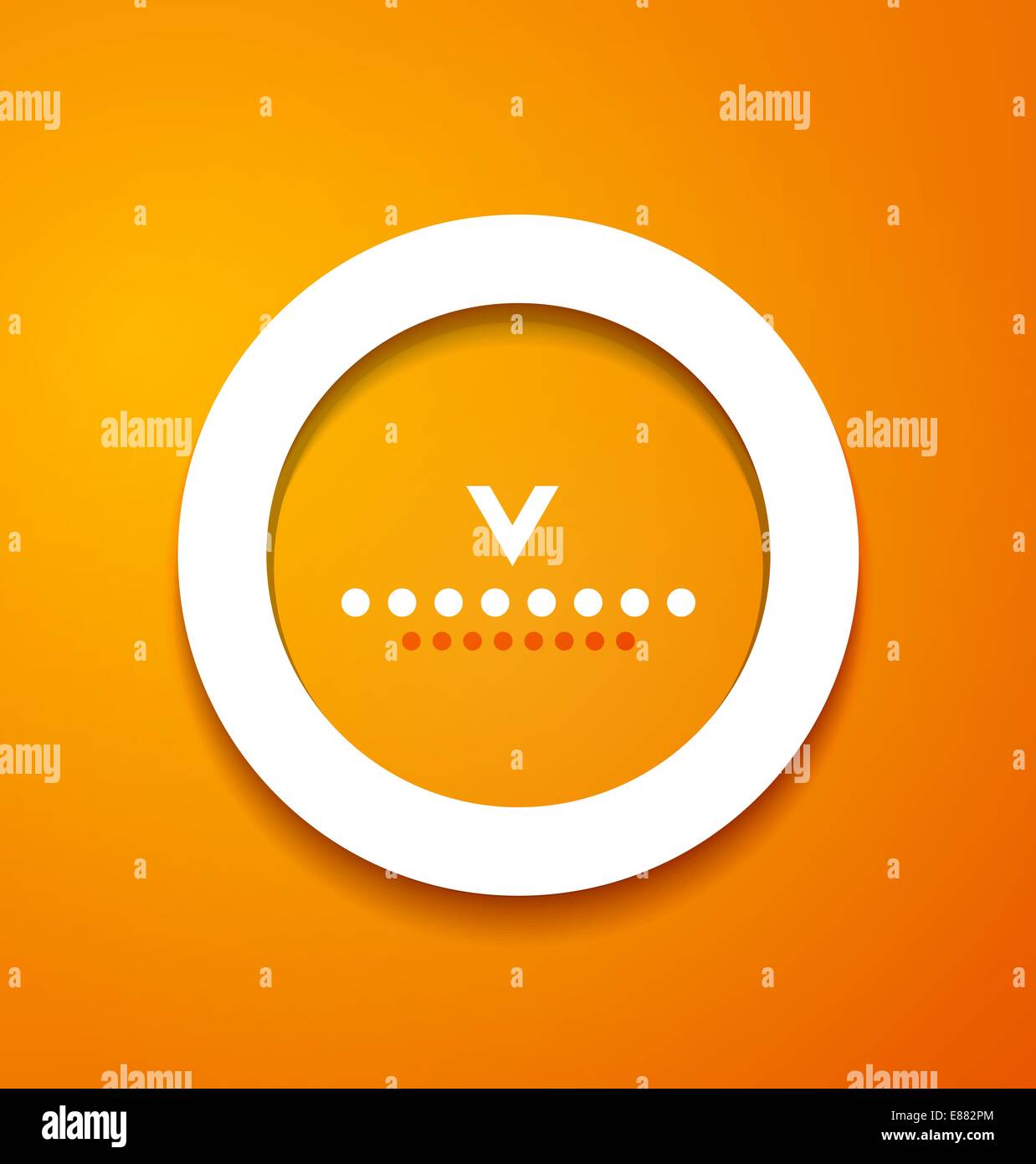 White paper circle on orange background. Geometrical minimal design ...