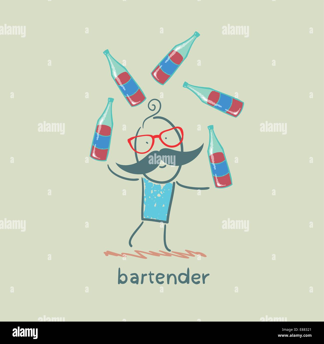 bartender juggling bottles of wine Stock Vector Image & Art - Alamy