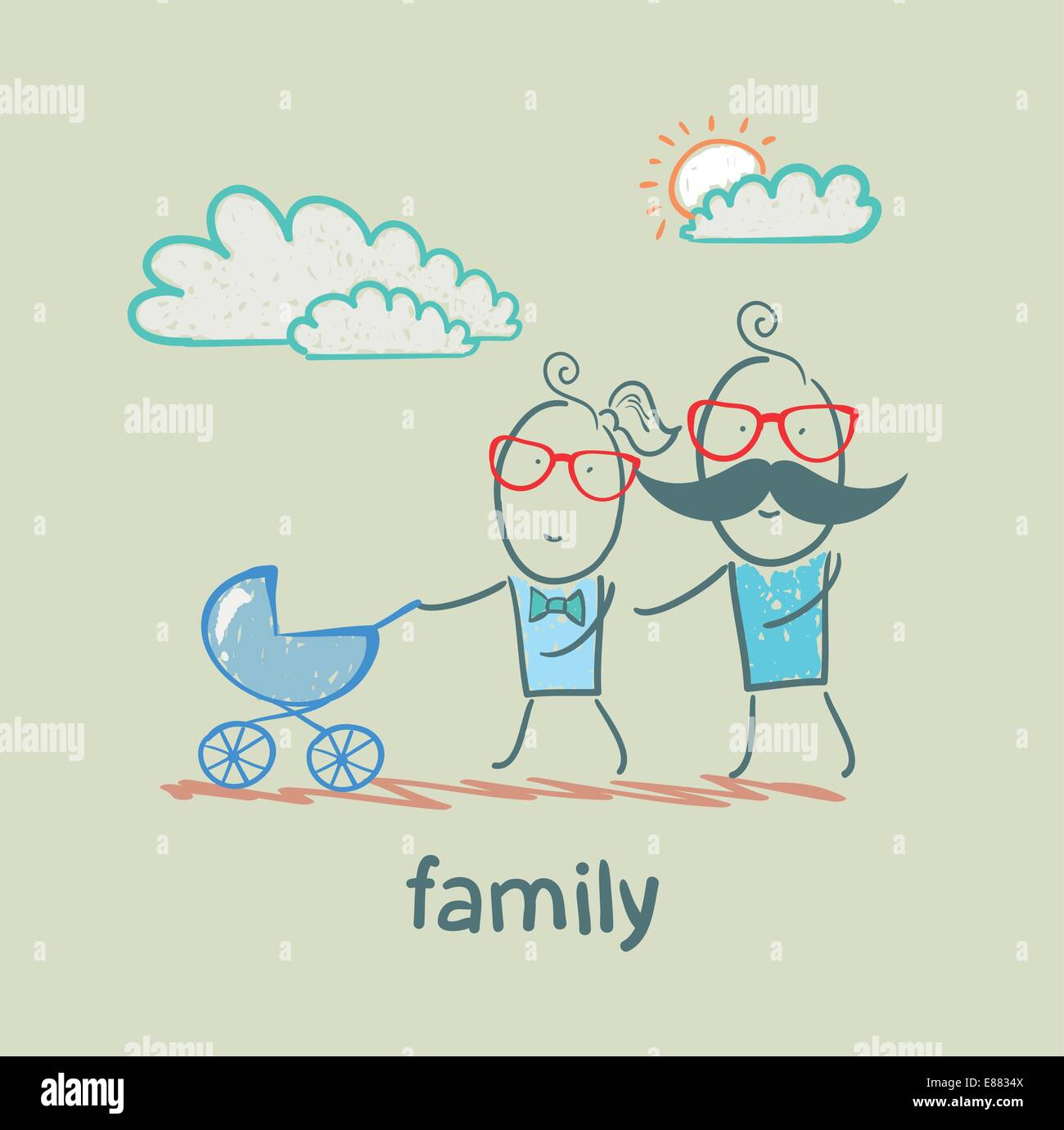 Family standing holding sign Stock Vector Images - Alamy