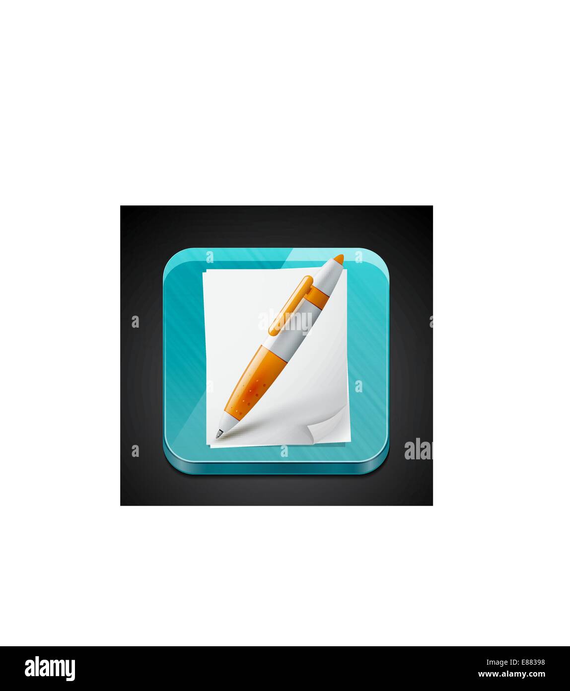 Mobile app icon - pen, paper pages and glass surface. Vector Stock ...