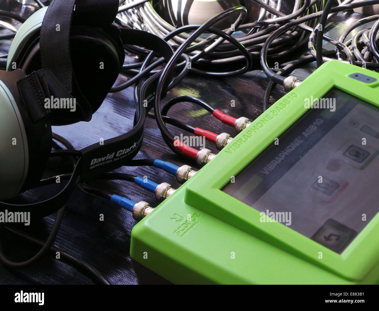 A Philippine Air Force personnel checking life detector equipment that ...