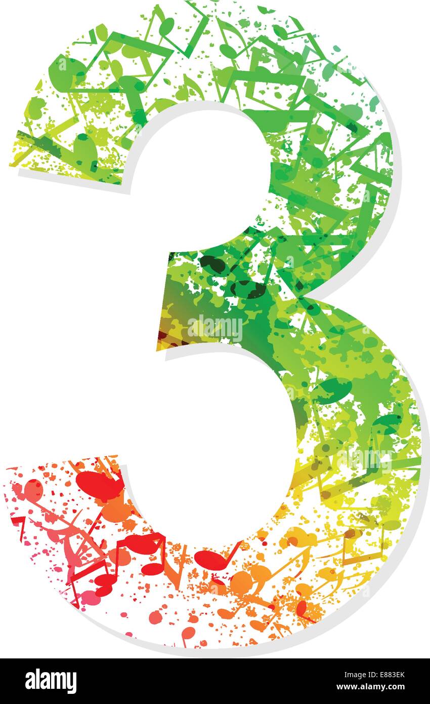 Music theme grungy font. Number 3 Stock Vector Image & Art - Alamy