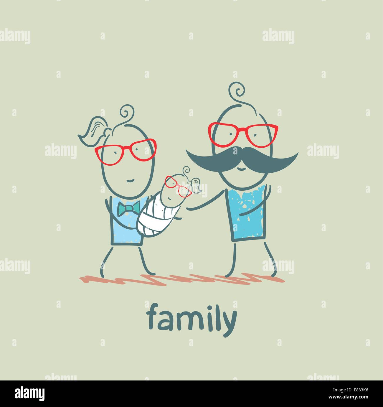 Family standing holding sign Stock Vector Images - Alamy