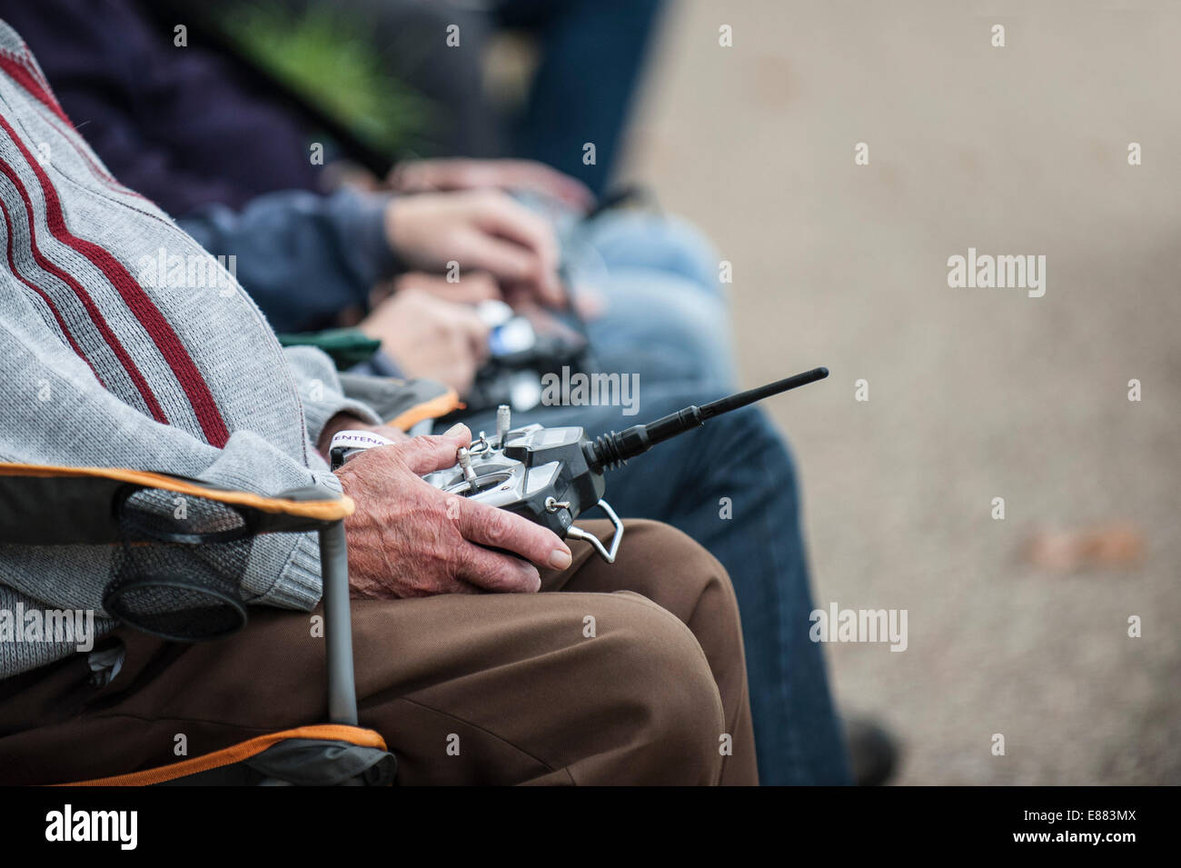 A member of the Maldon and Blackwater Model Boat Club using a radio ...