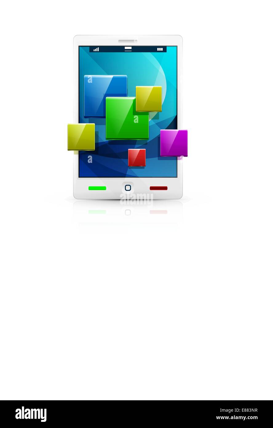 White mobile phone / tablet and application concept icon Stock Vector ...