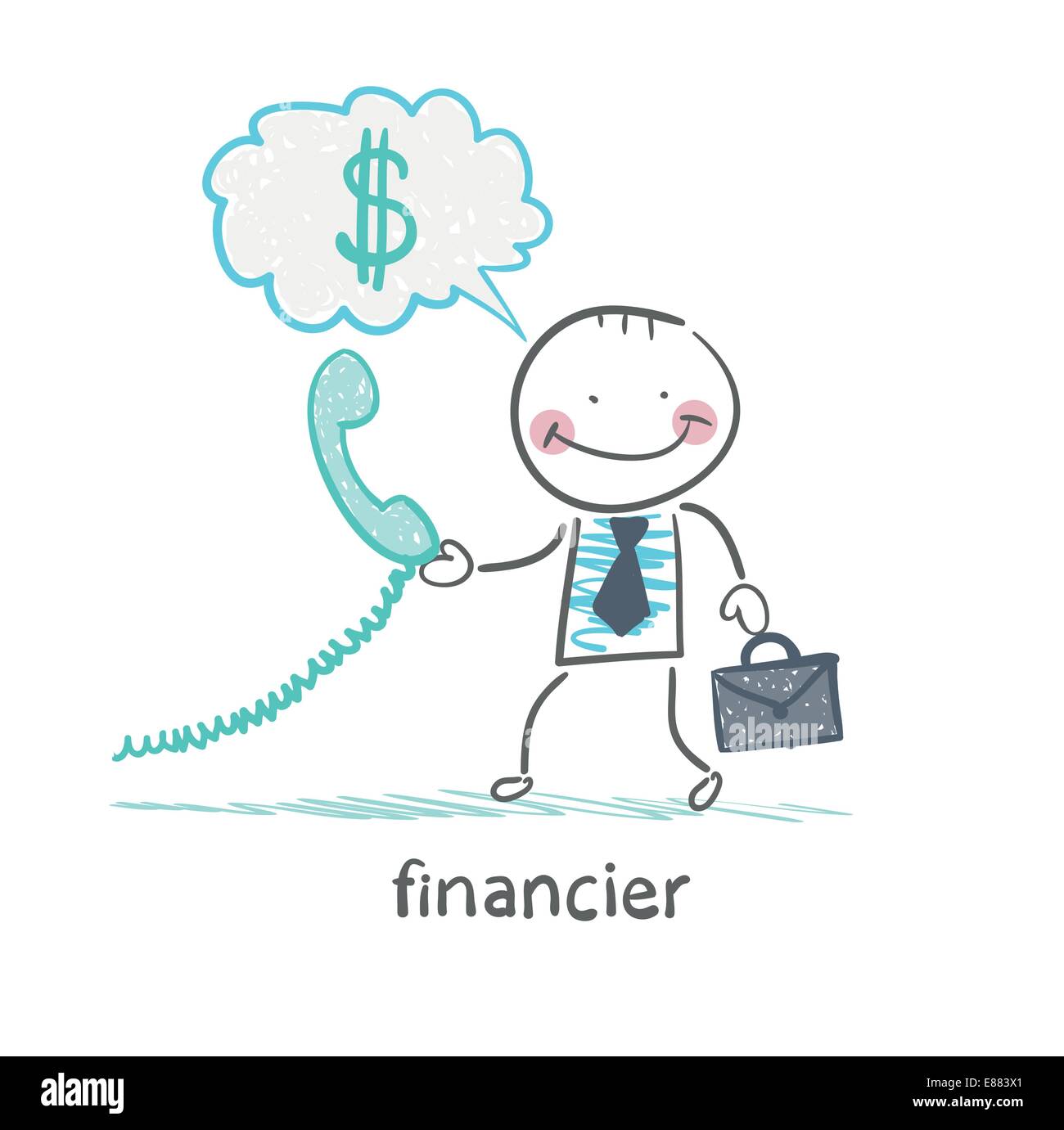 financier talking on the phone and thinks about money Stock Vector ...