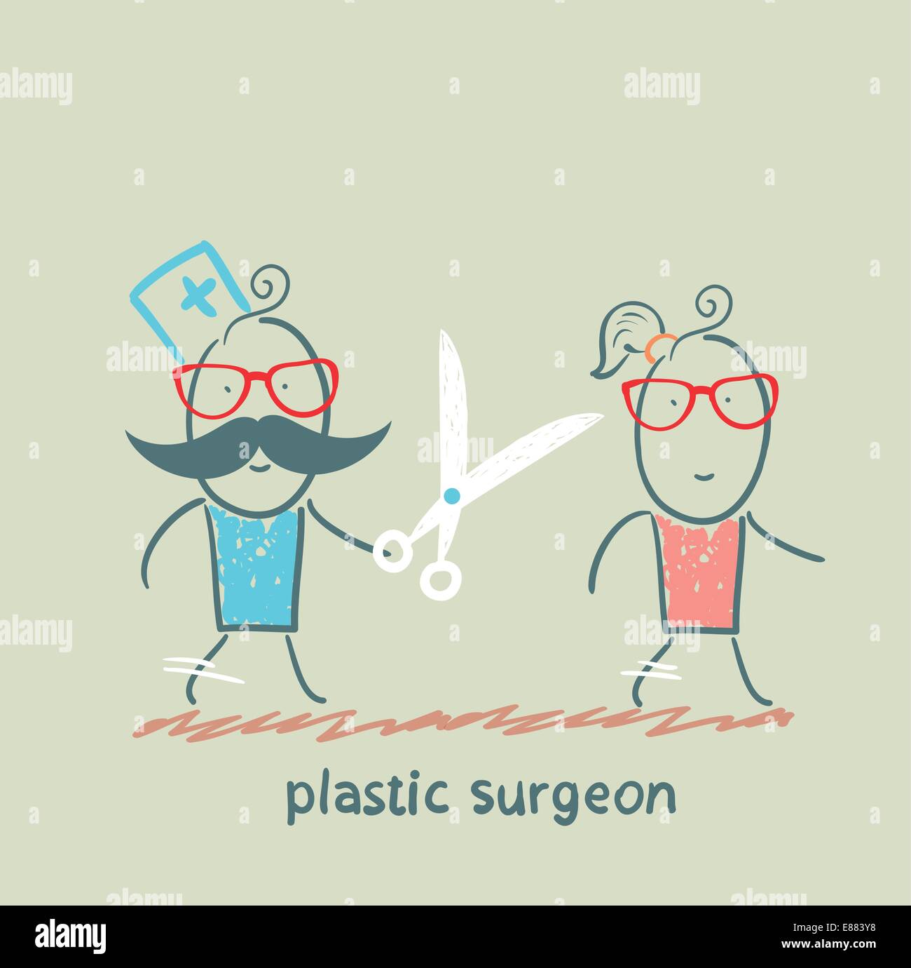 plastic surgeon with scissors running for the patient Stock Vector ...