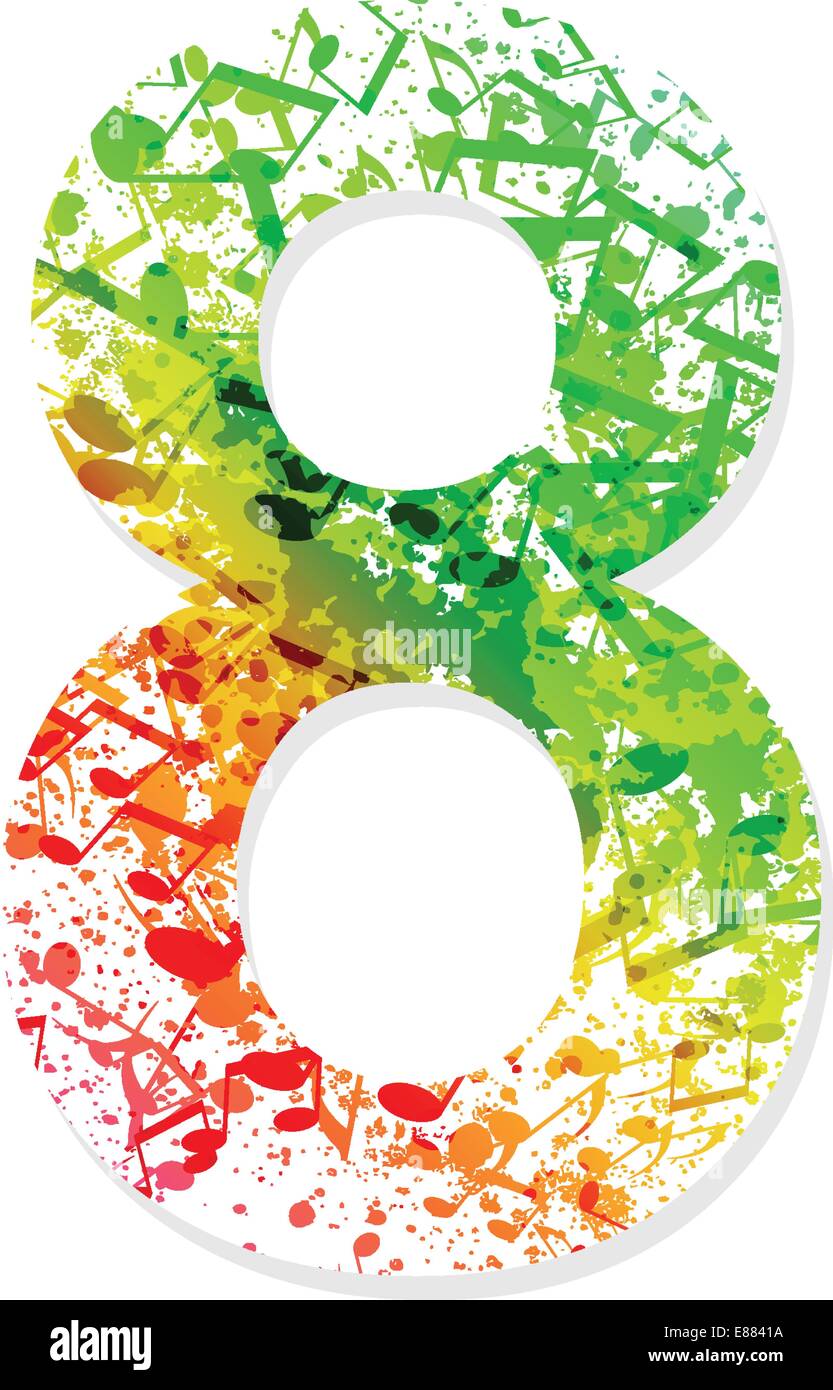 Music theme grungy font. Number 8 Stock Vector Image & Art - Alamy