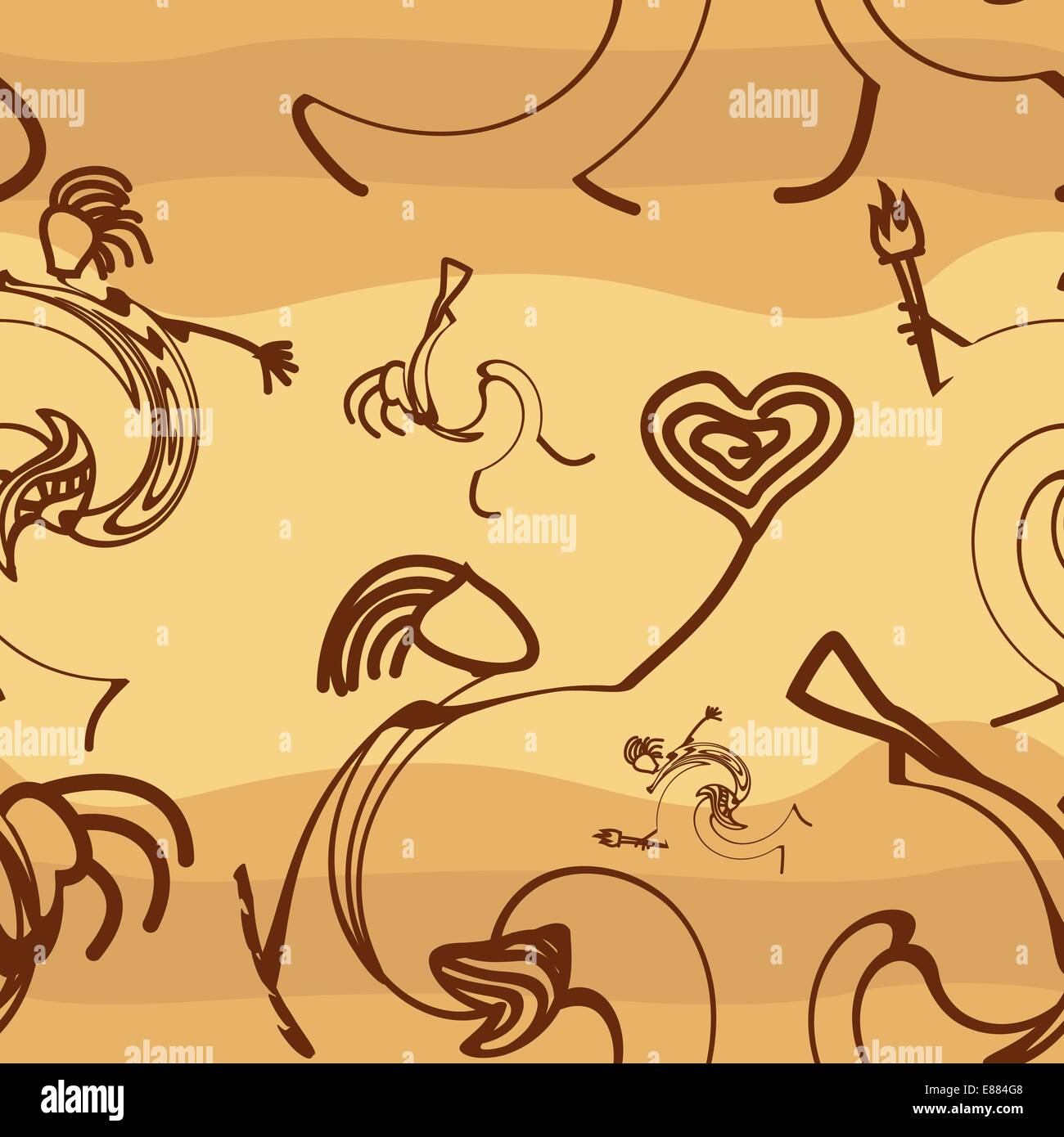 Seamless texture with silhouettes of the primitive people Stock Vector ...