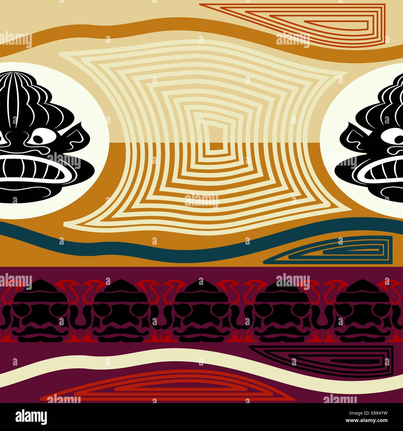 Ethnic seamless texture with black mask Stock Vector Image & Art - Alamy