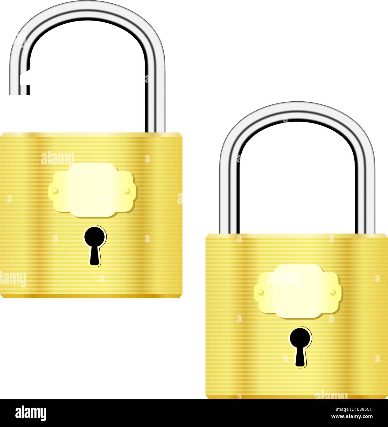 Vector illustration of open and closed yellow padlocks Stock Vector ...