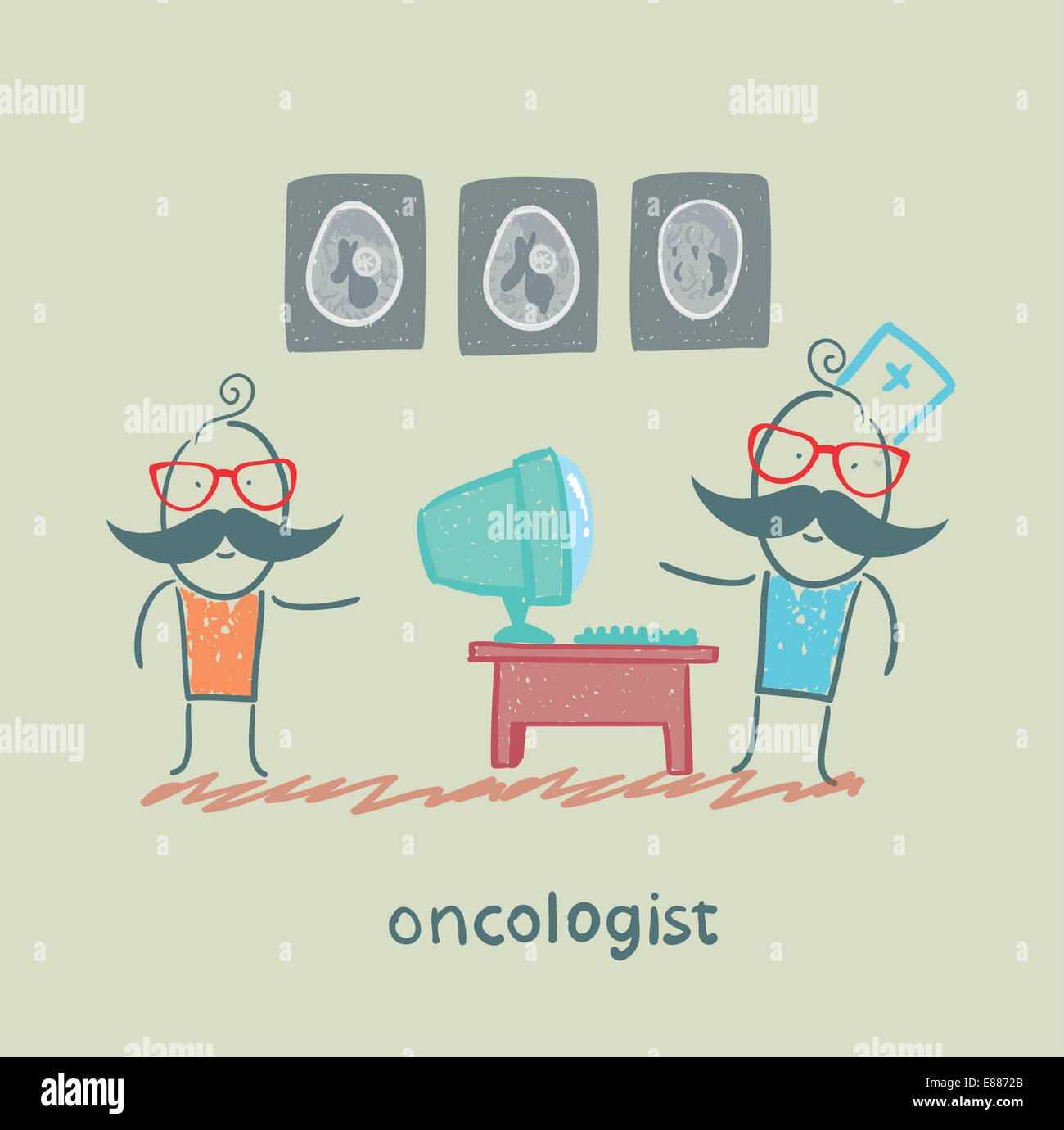 oncologist shows the x-ray images of the patient Stock Vector Image ...