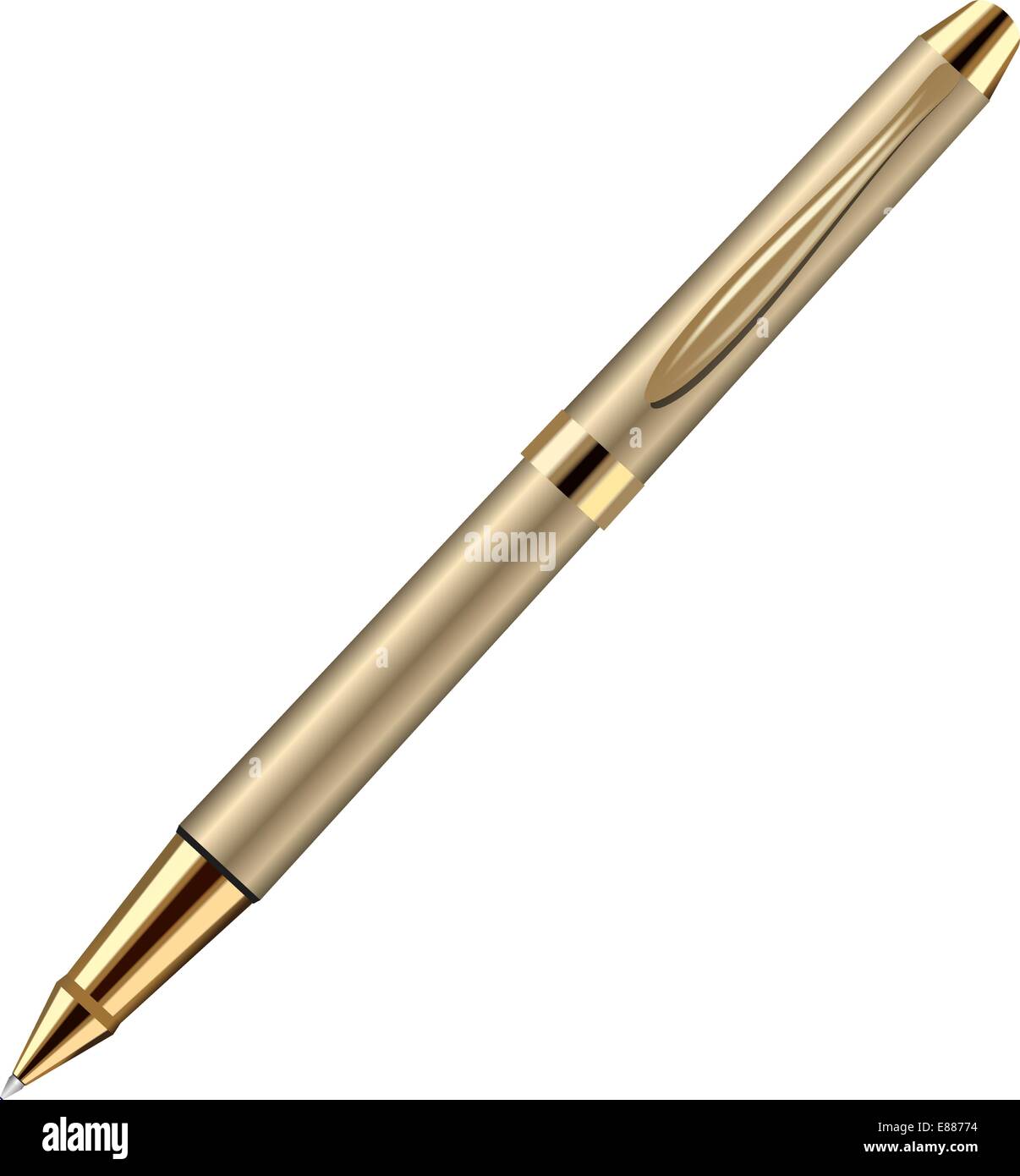 Gold ballpoint pen on a white background Stock Vector Image & Art - Alamy