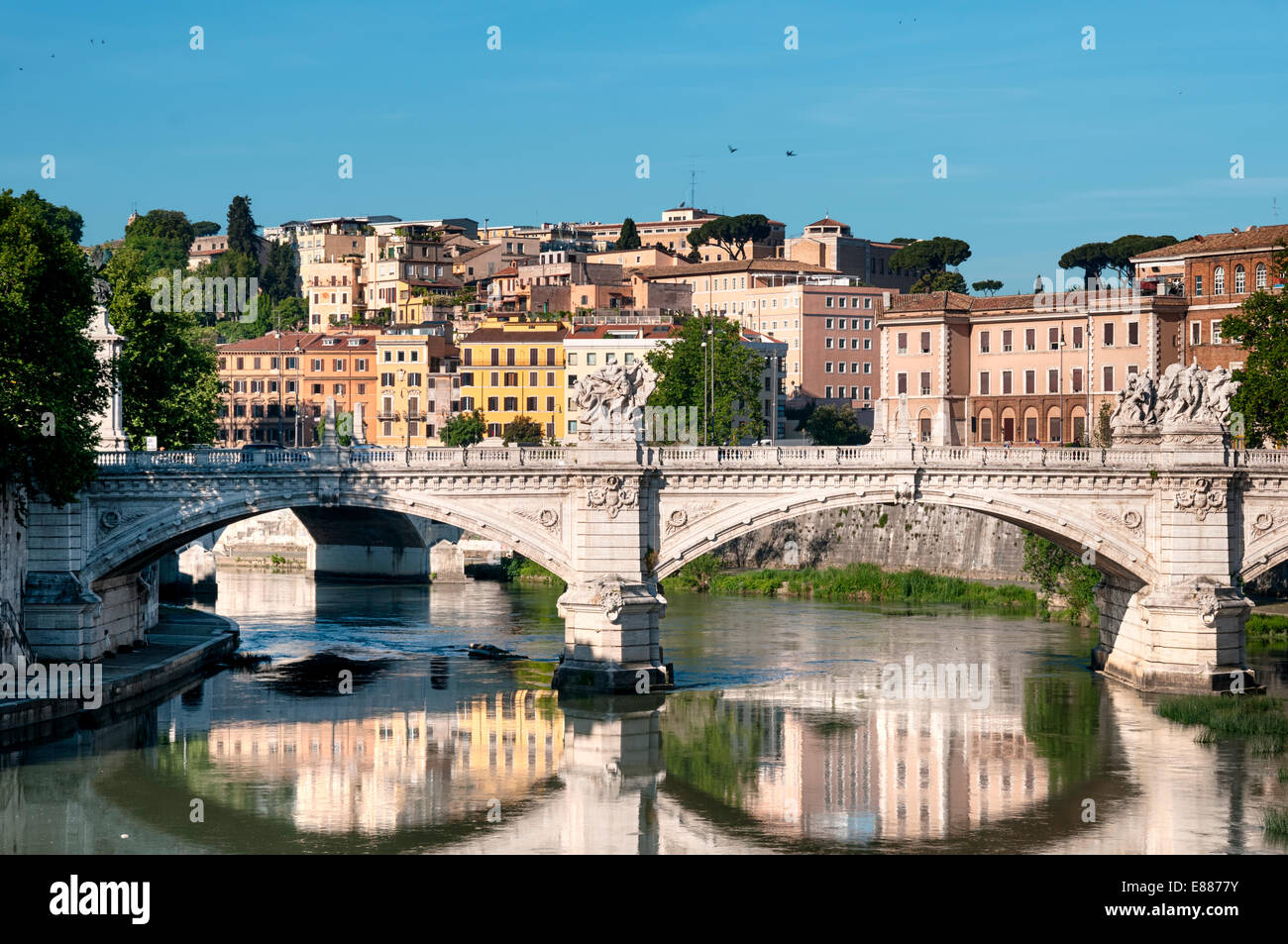 St. Angelo Bridge ( Ponte Sant Angelo) and the Trastevere district in ...