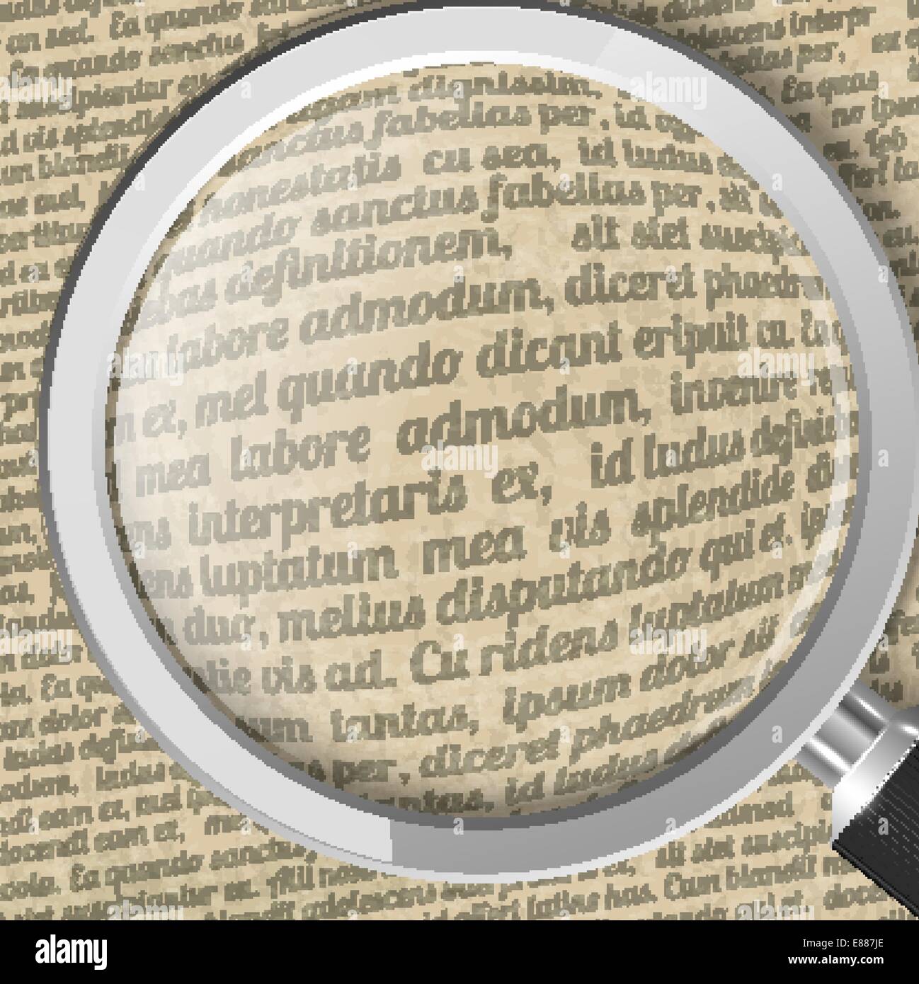 Magnifying glass and old sheet of paper with text Stock Vector Image ...