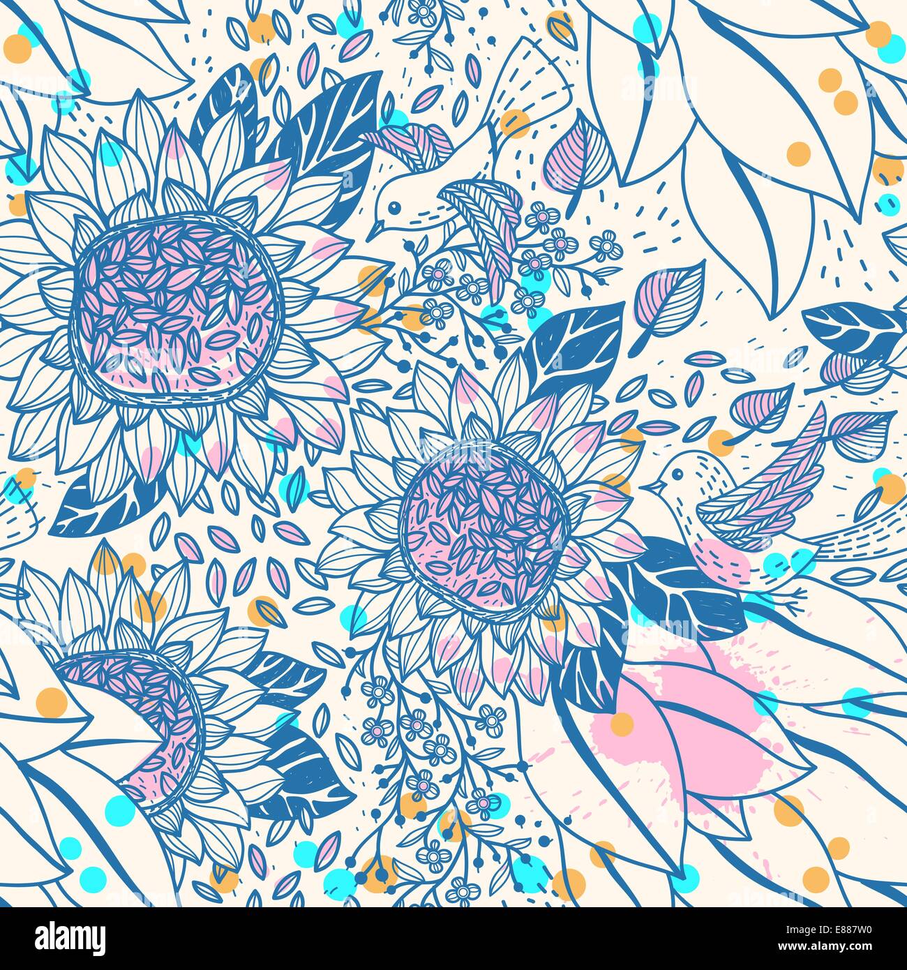 vector floral seamless pattern with abstract sunflowers Stock Vector ...