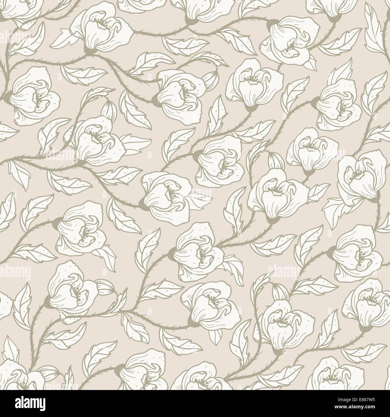 vector floral seamless pattern with blooming white poppies Stock Vector ...