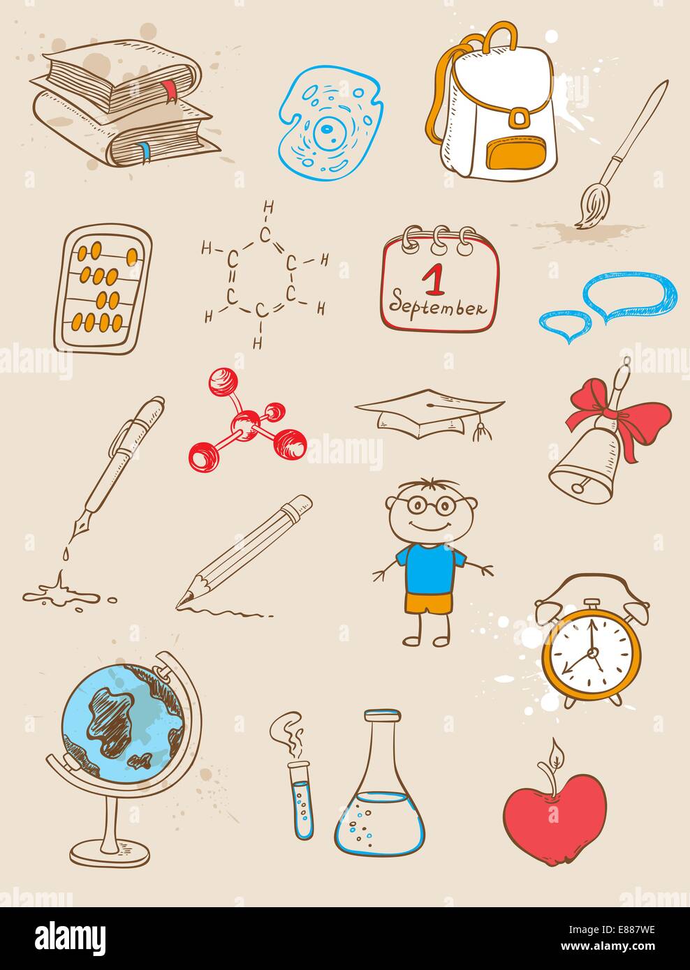 Set of vector school doodles Stock Vector Image & Art - Alamy