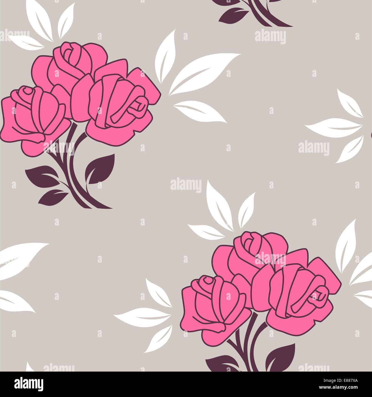 Vector floral seamless pattern with pink roses Stock Vector Image & Art ...