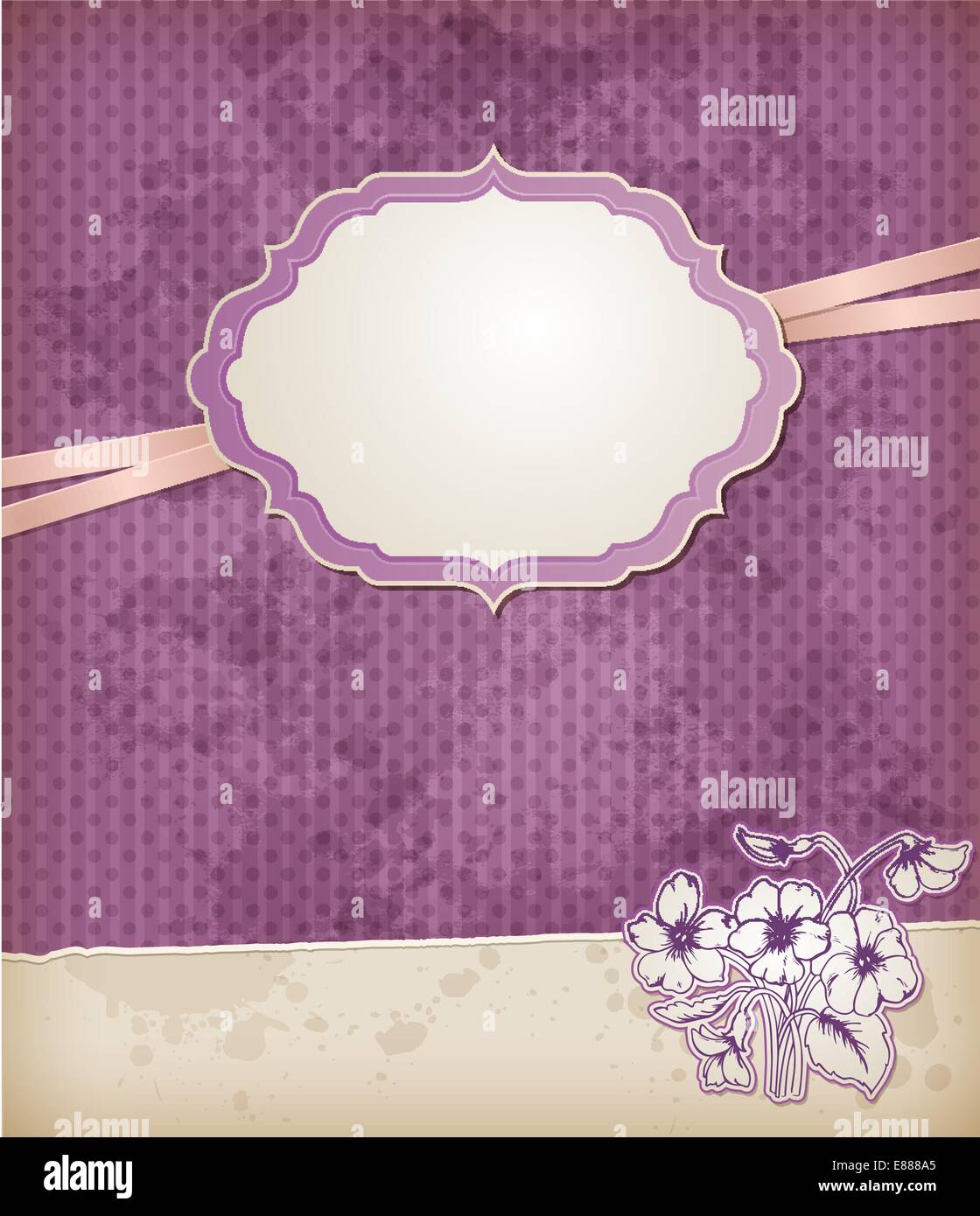 Vintage violet vector background with label and flowers Stock Vector ...